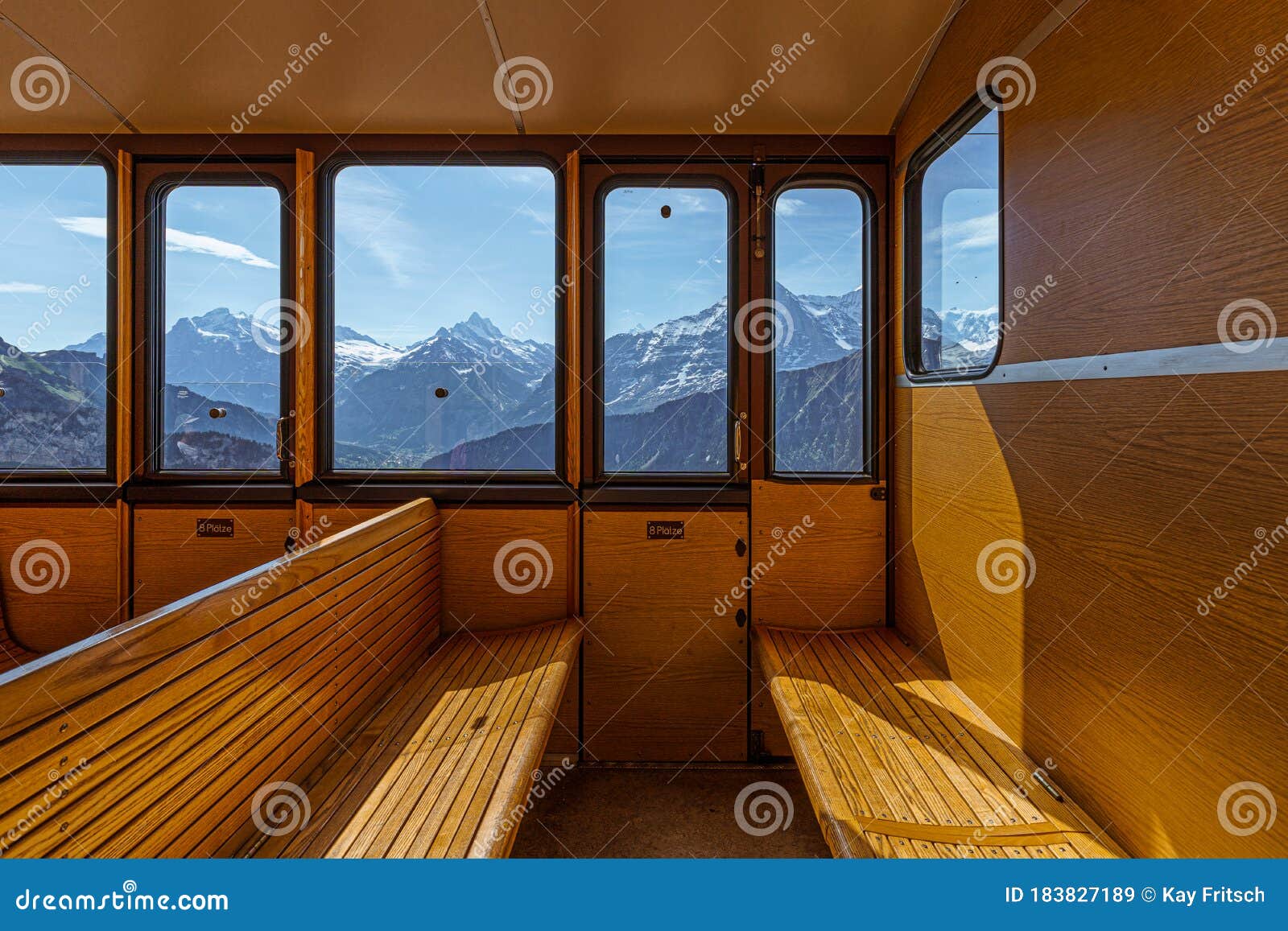 Inside View of a Train with Mountains in the Background Stock Image ...