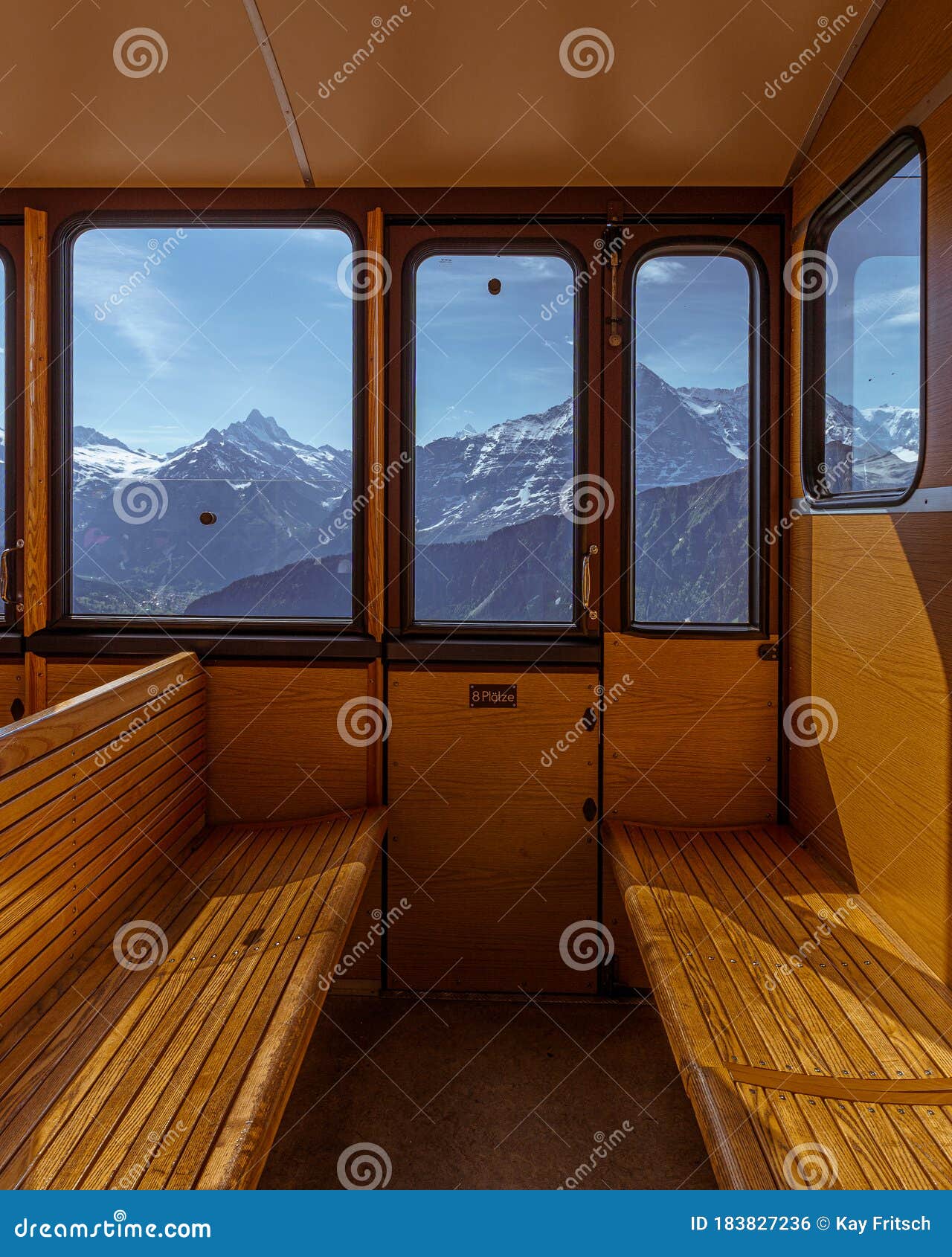 Inside View of a Train with Mountains in the Background Stock Photo ...