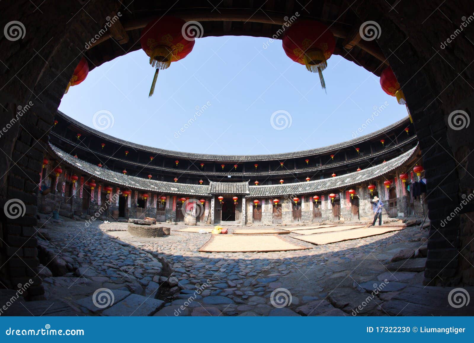 Inside View of the Round Hakka Earth Building Stock Photo - Image of ...