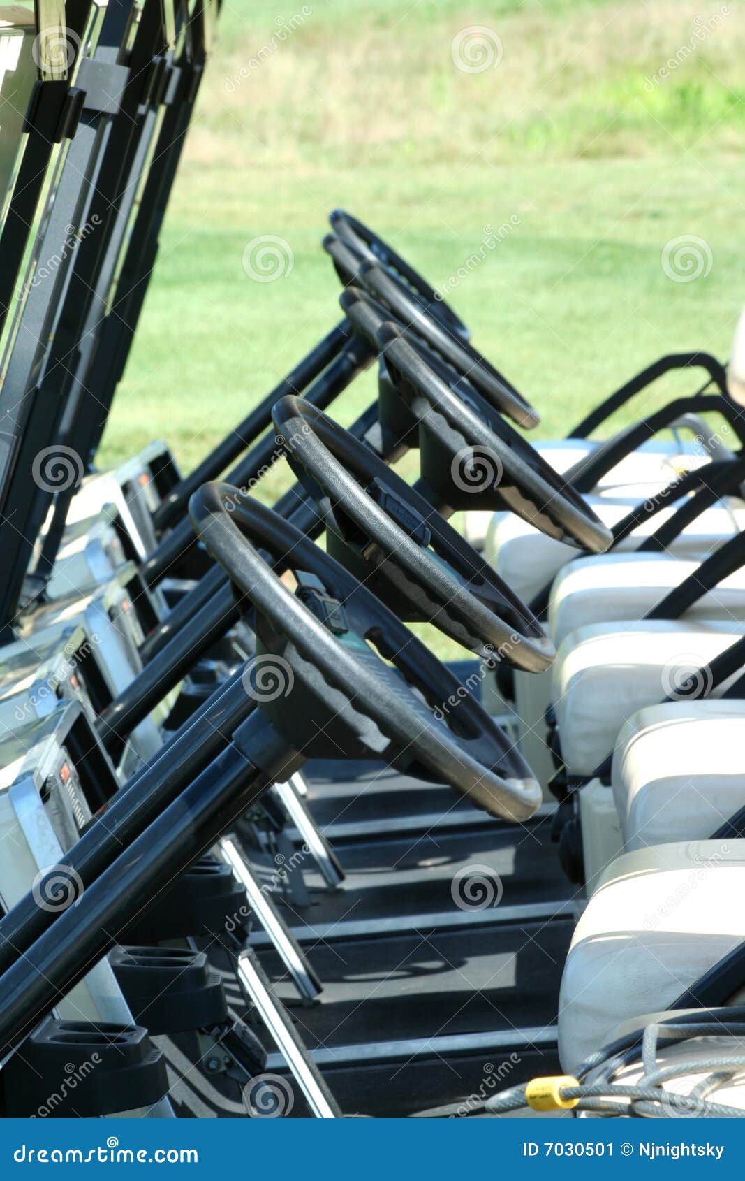 Inside View of a Row of Golf Carts Stock Image - Image of game, golf ...