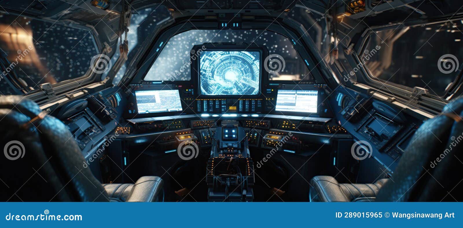 Inside View of the Sci-fi Cabin of the Pilot Stock Image - Image of ...