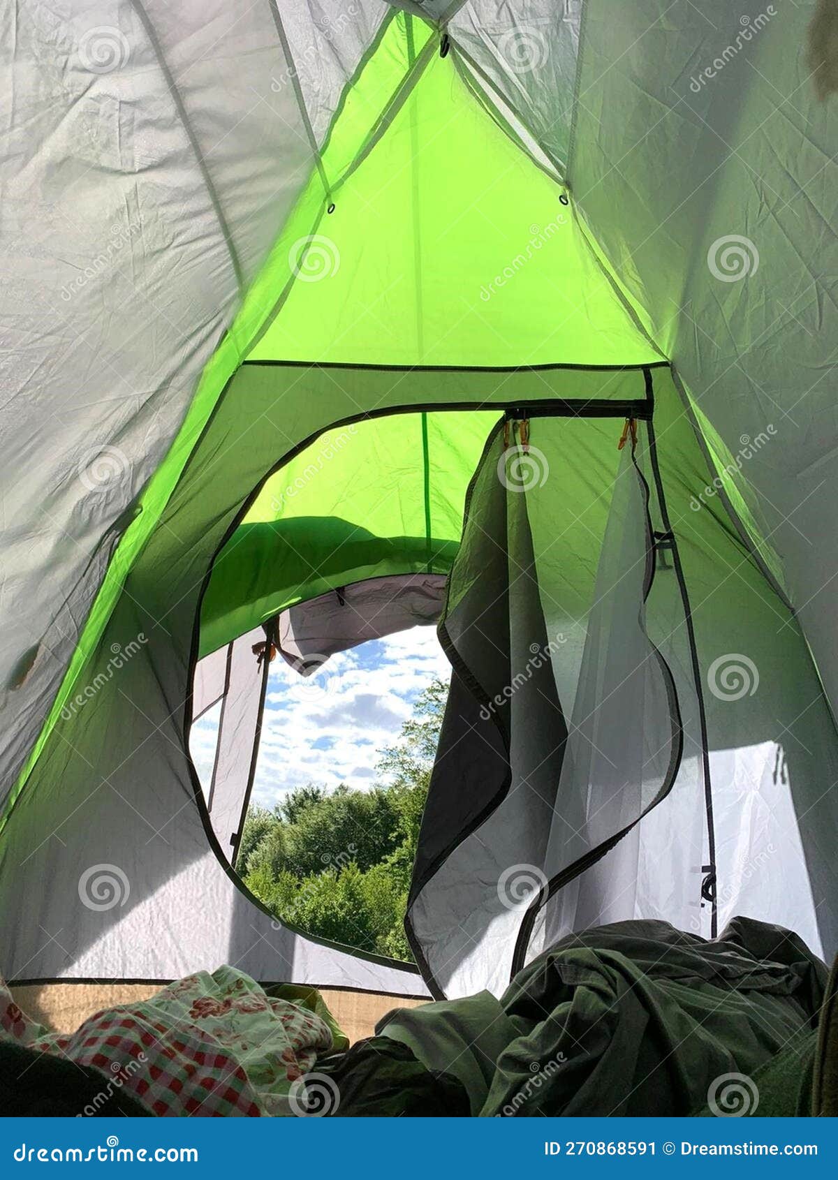 Inside View from Tent on Trees and the Sky Stock Image - Image of ...
