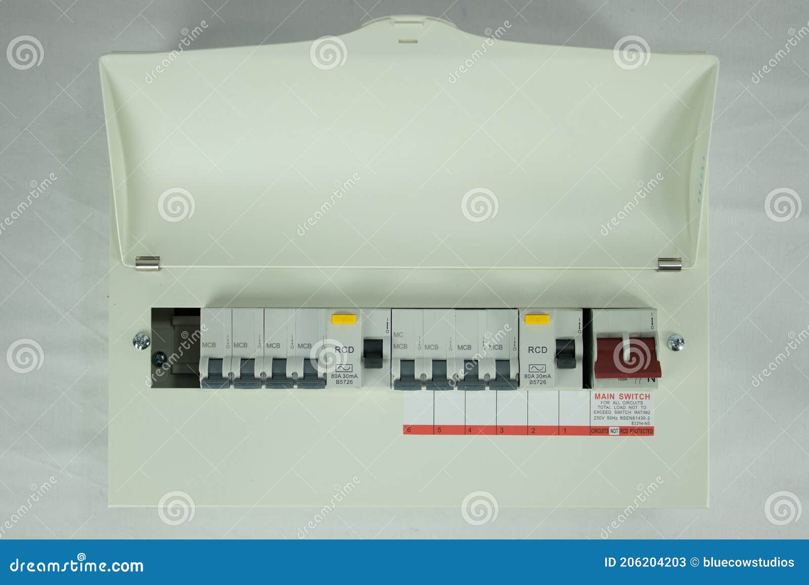 Consumer Unit With Automatic Fuses And Switchboard With Circuit ... Consumer Unit With Automatic Fuses And Switchboard With Circuit ...