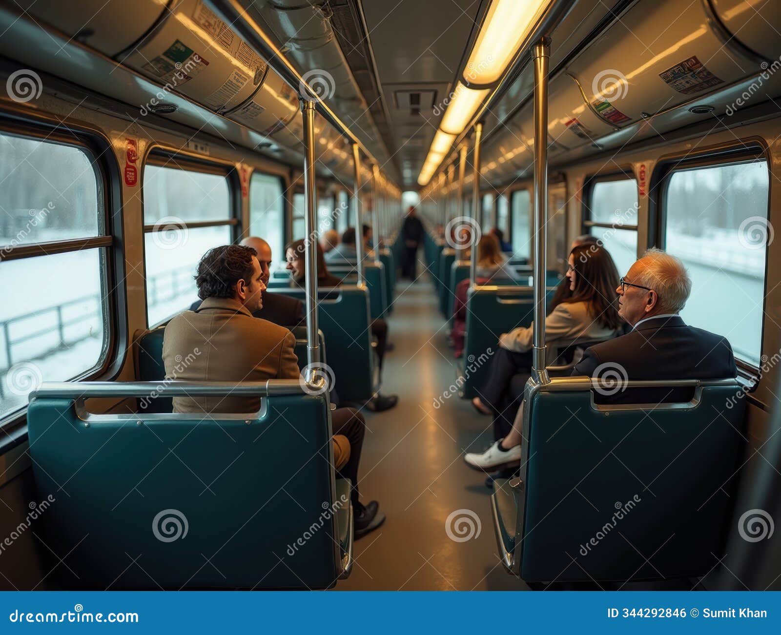 Inside View of a Train Interior with Seats and Windows Stock ...