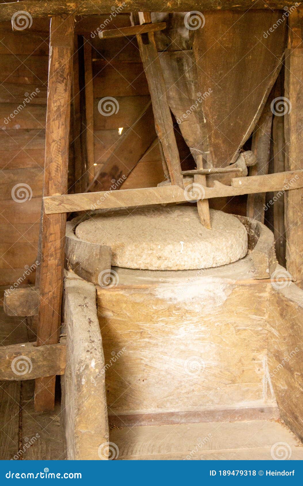 View of a Watermill with Its Millstone and Grain Hopper Stock Photo ...