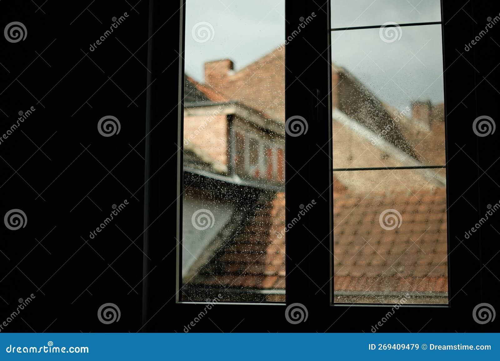 Inside View of a Window with Wet Glass Stock Image - Image of interior ...