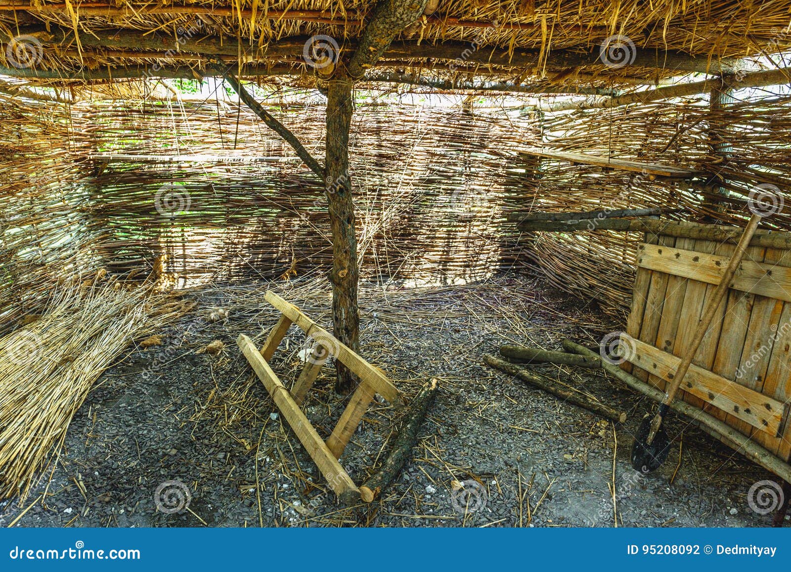 Inside the Village Straw Barn, Storage for Tools Stock Photo - Image of ...
