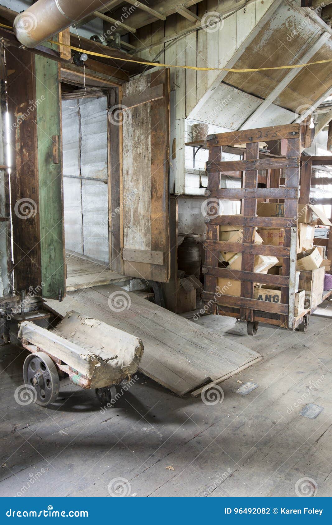 Inside vintage factory stock photo. Image of inside, wooden - 96492082