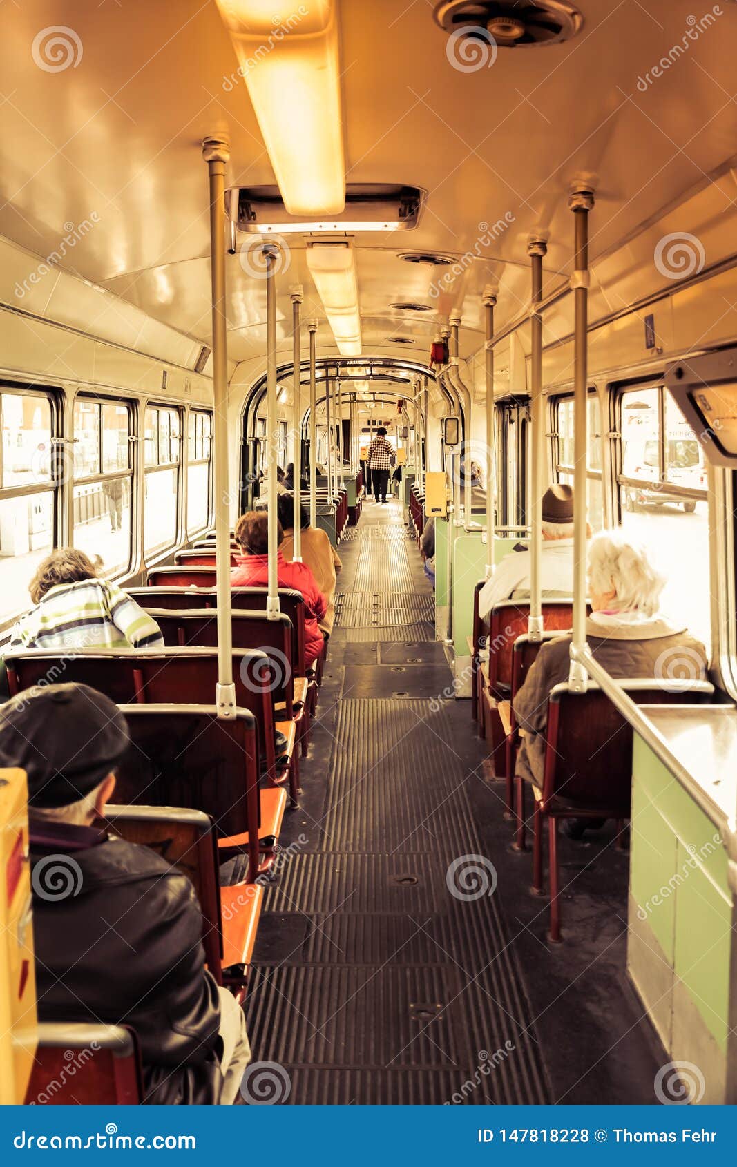 Inside old tram editorial stock photo. Image of europe - 147818228
