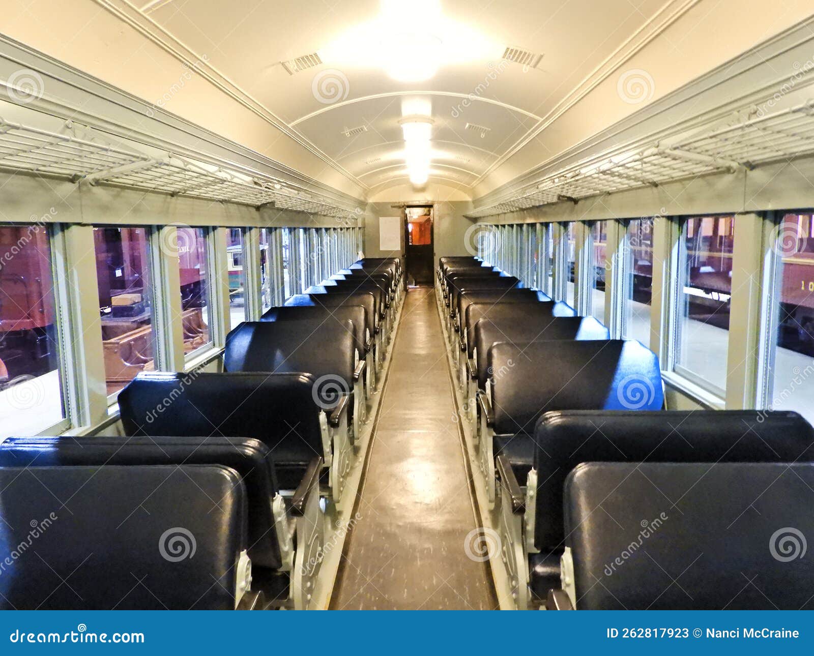 Inside a Vintage Railroad Passenger Train Car Stock Image - Image of ...
