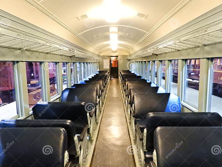 Inside a Vintage Railroad Passenger Train Car Stock Image - Image of ...