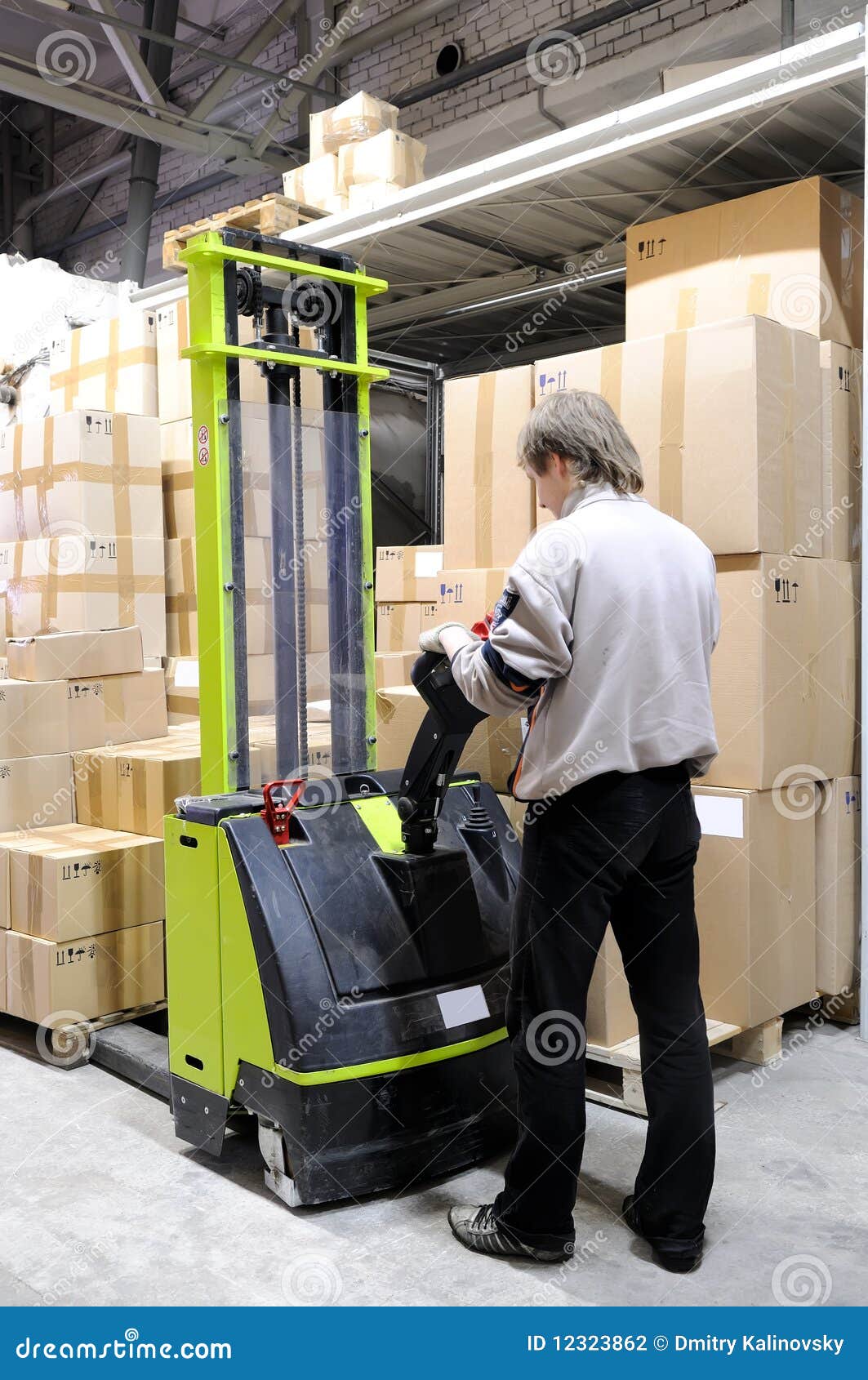 Inside a warehouse stock photo. Image of cargo, stacker - 12323862