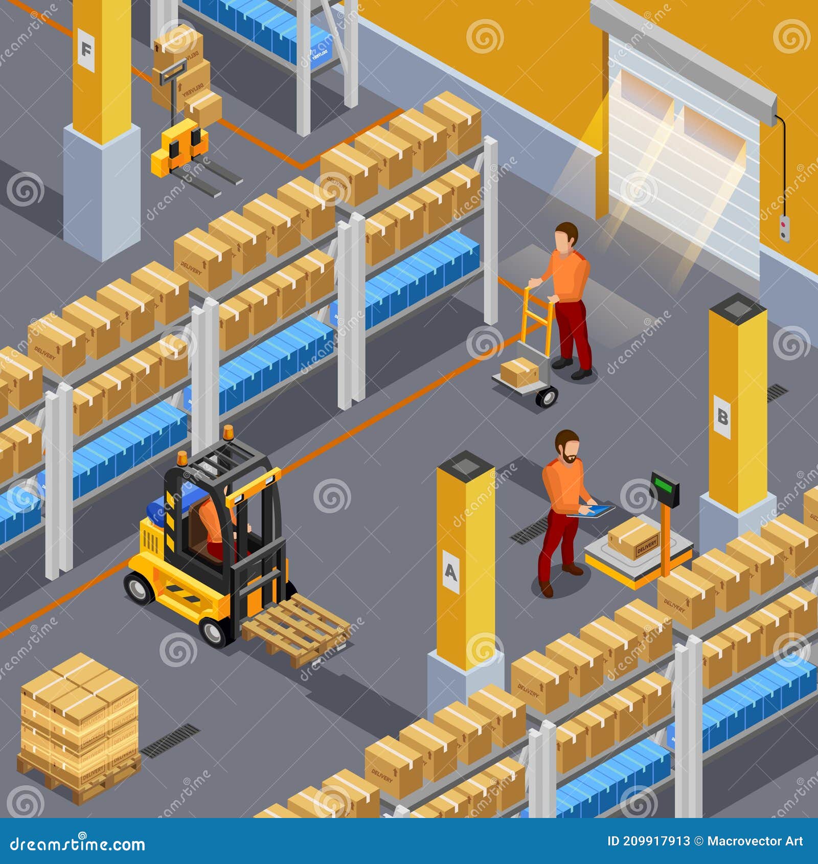 Inside Warehouse Illustration Stock Vector - Illustration of layout ...