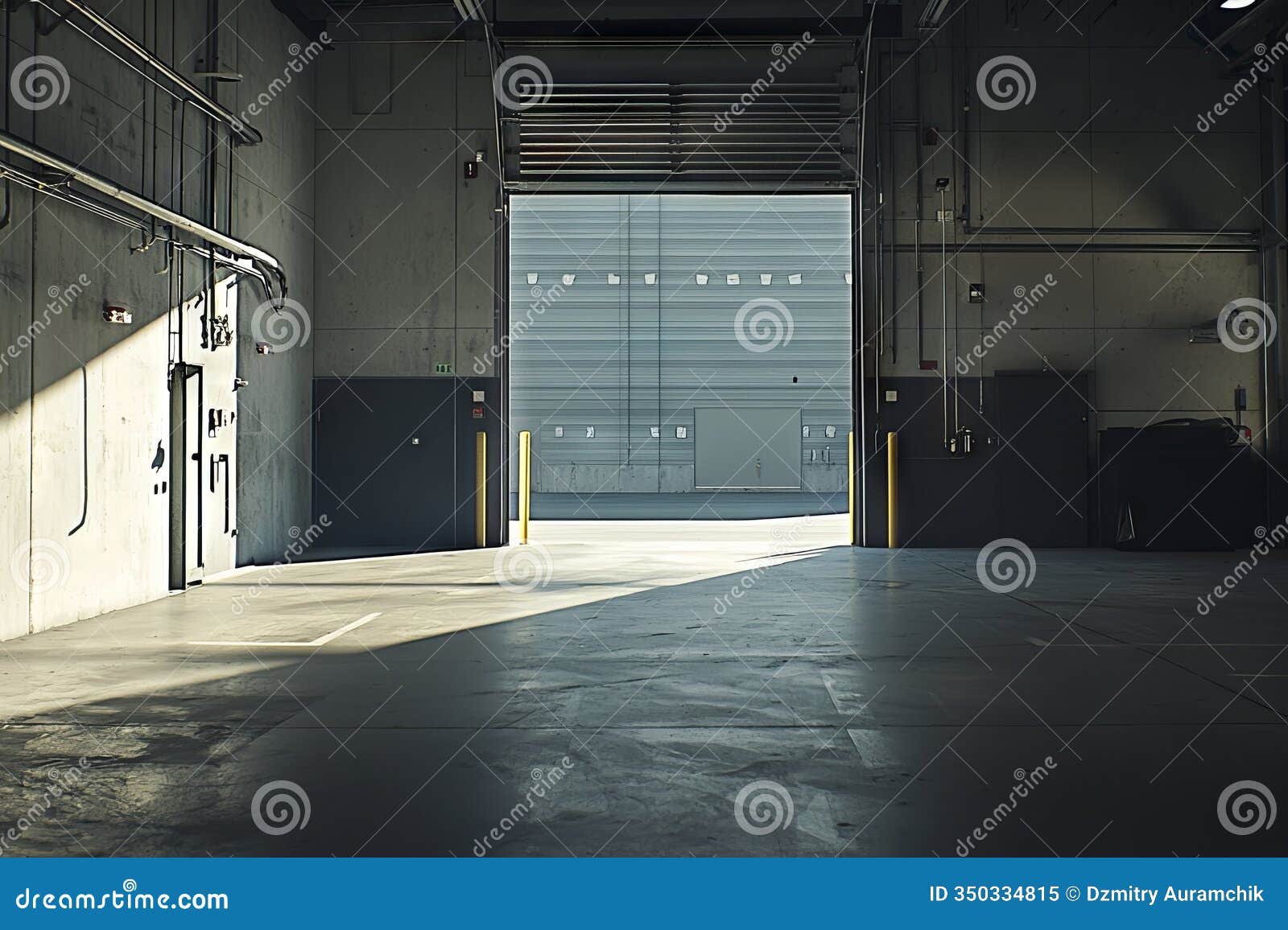 Inside a Warehouse, an Industrial Loading Dock with the Overhead Door ...