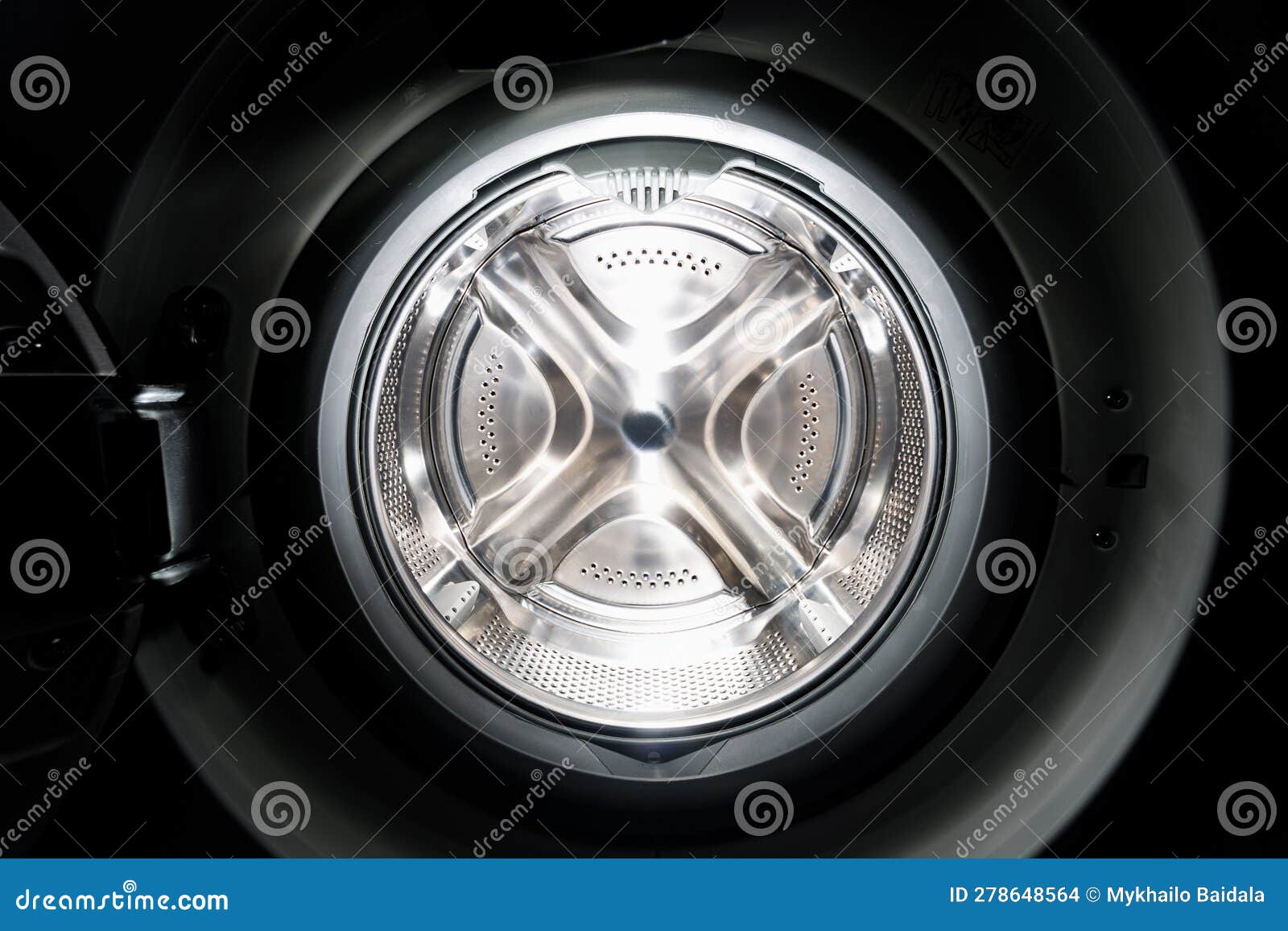 Inside of Washing Machine. Rotating Inner Tub. Material Metal. Close-up ...