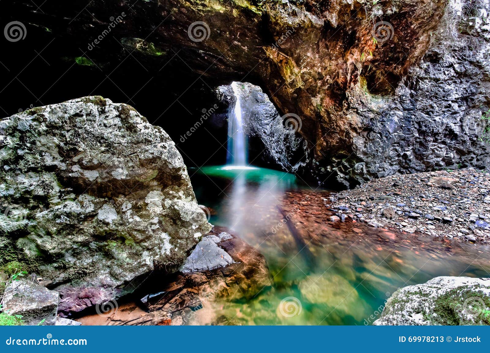 Inside Waterfall of Cave from Natural Bridge in Australia Stock Image ...