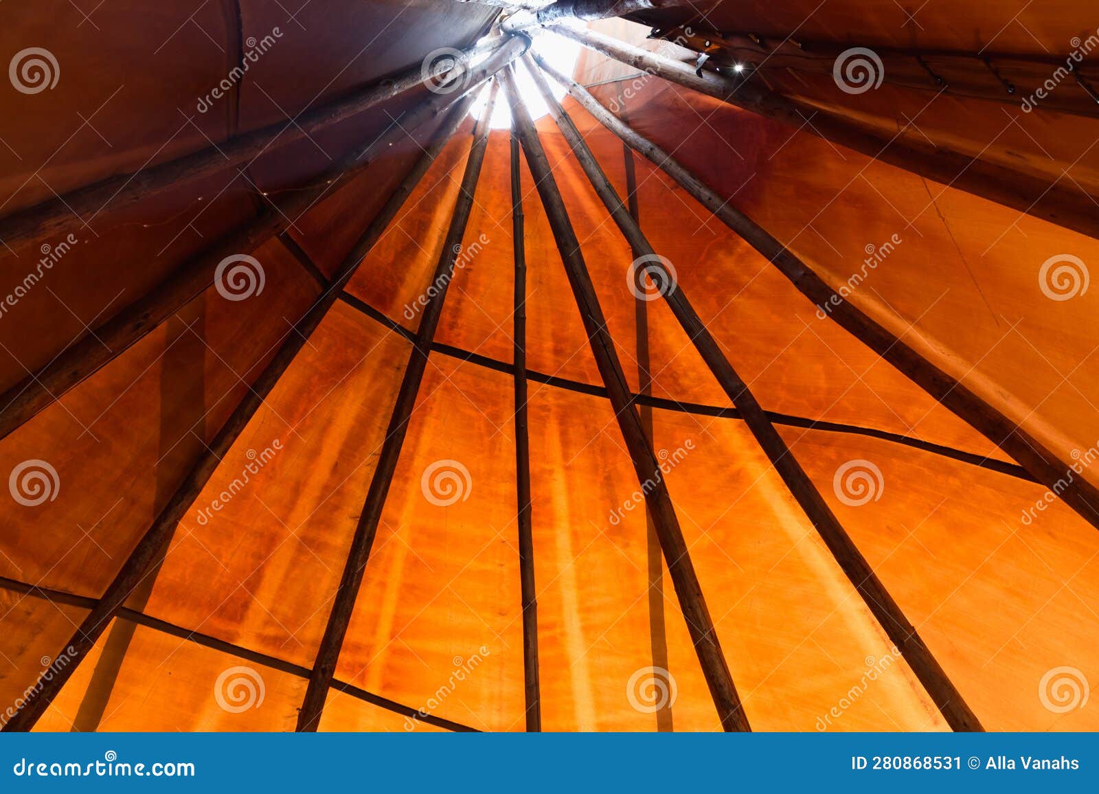The inside of the wigwam stock image. Image of summer - 280868531