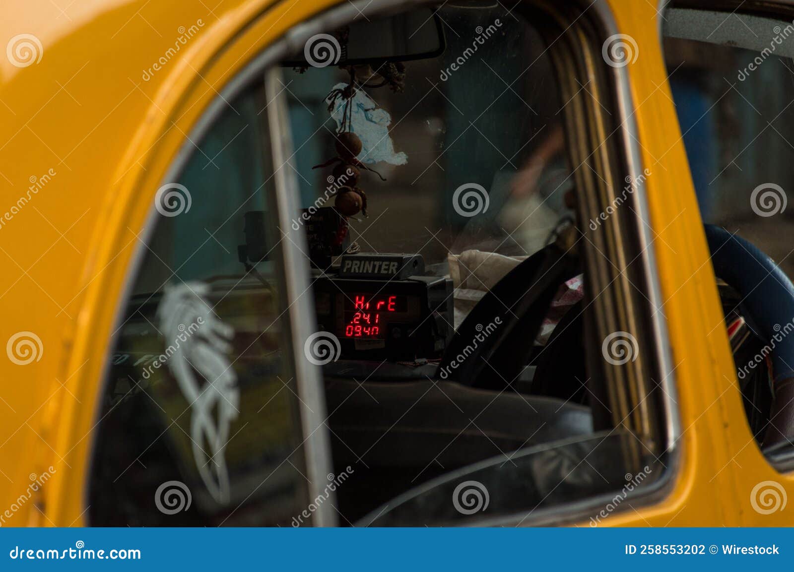 Inside of a Yellow Cab Taxi Stock Photo - Image of transportation ...