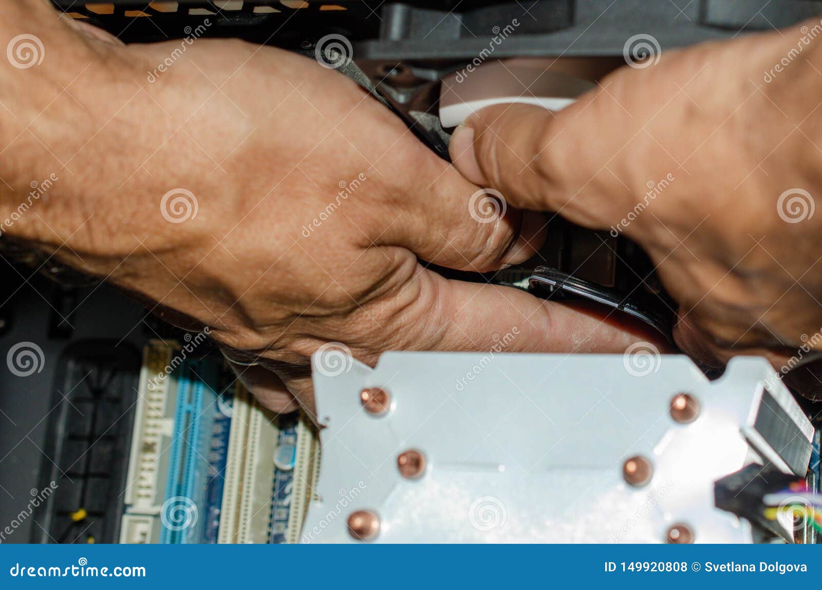 CPU In Hands Of A Technician. The Processor Is Being Examined For ...
