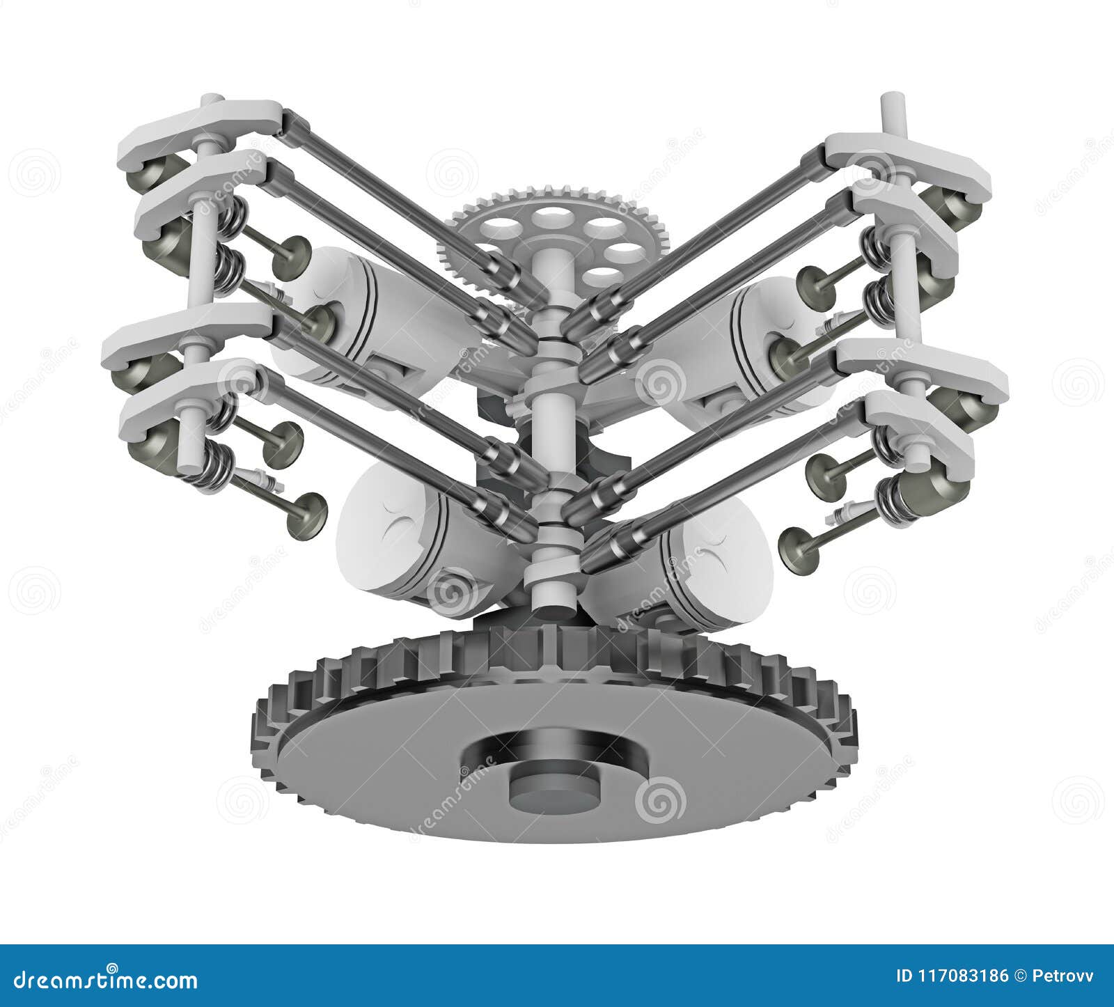 Insides V4 Engine Isolated on White Stock Illustration - Illustration ...