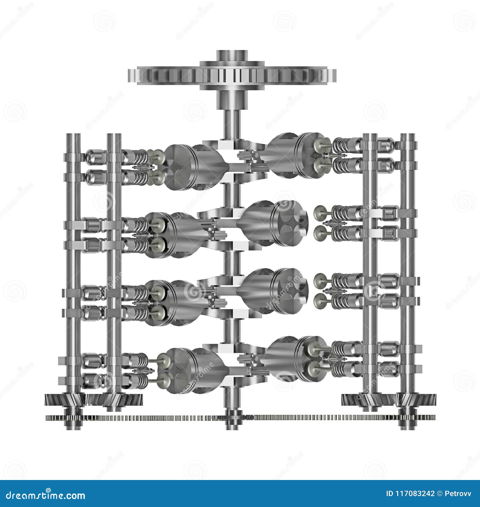 Insides V8 Engine Isolated on White Stock Illustration - Illustration ...