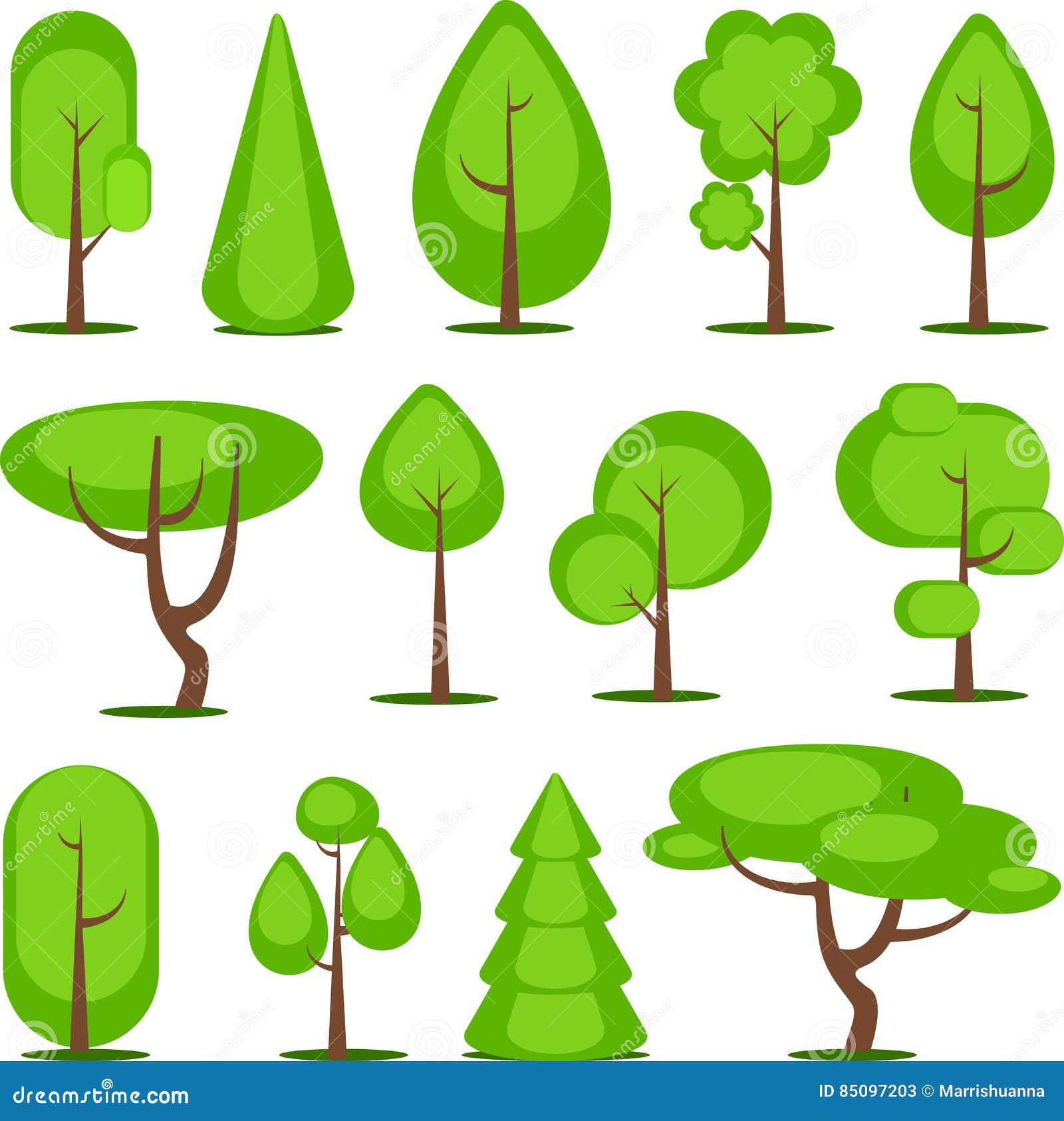 Insieme Degli Alberi Di Vettore Illustrazione Vettoriale ...