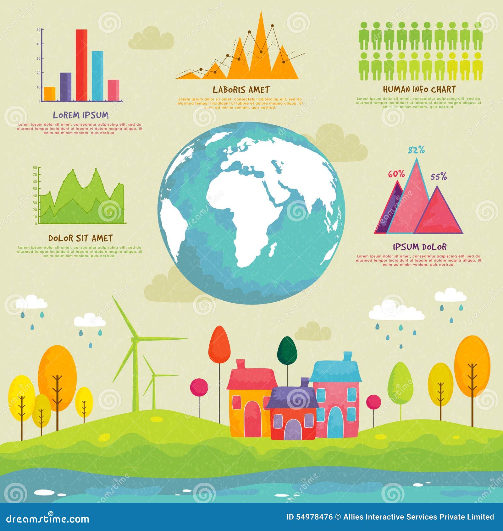 Insieme Degli Elementi Infographic Ecologici Illustrazione di Stock ...