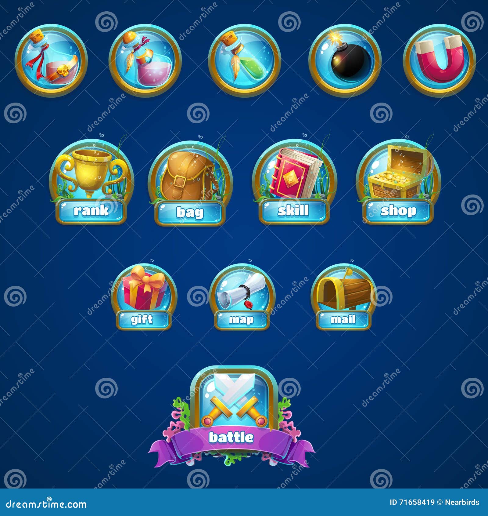 Insieme Dei Bottoni Differenti, Ripetitori Illustrazione Vettoriale ...