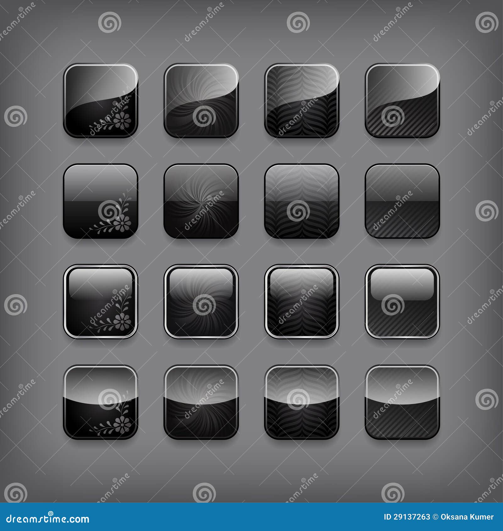 Insieme Dei Bottoni Neri in Bianco Illustrazione Vettoriale ...