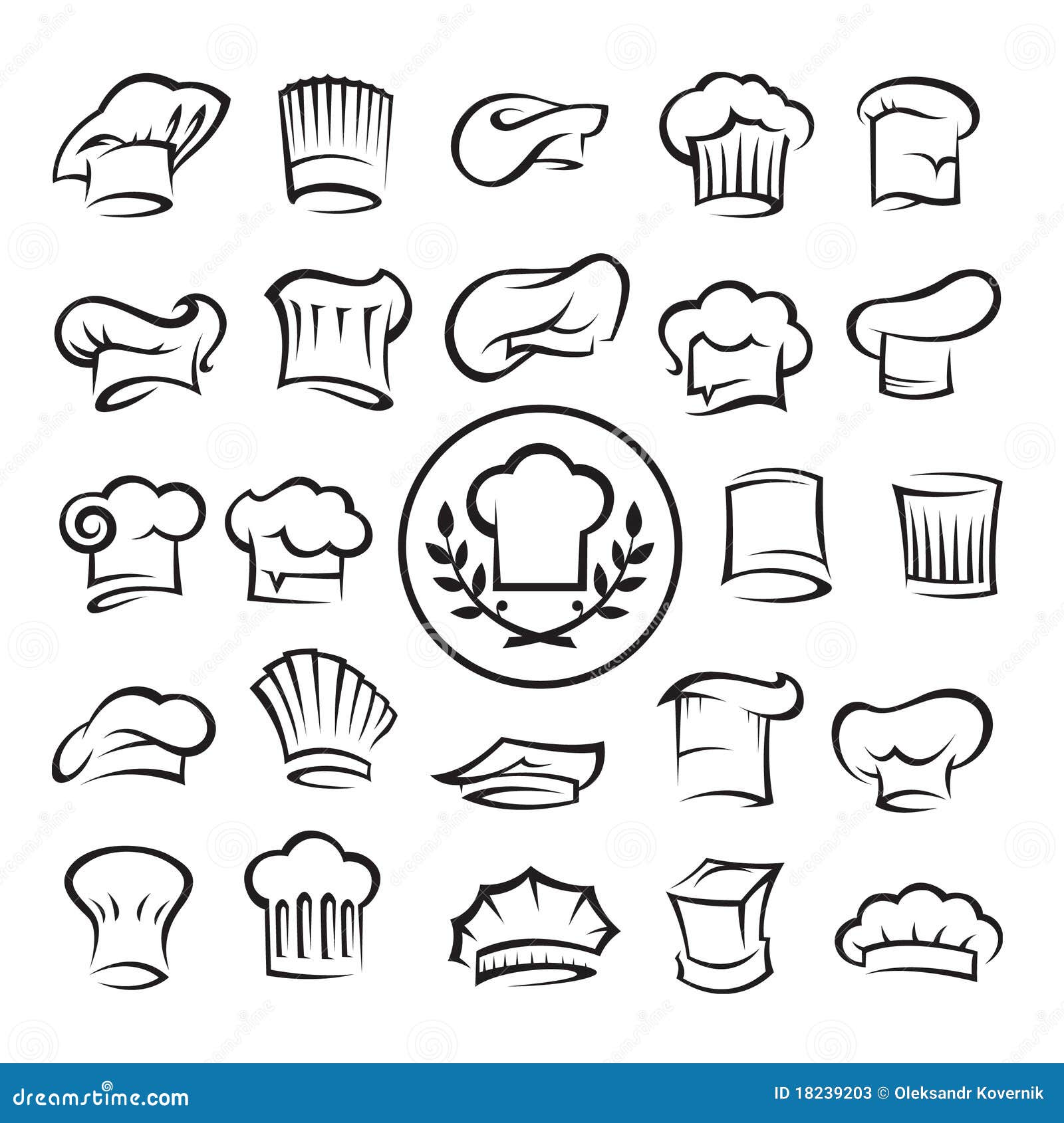 Insieme Dei Cappelli Del Cuoco Unico Illustrazione Vettoriale ...