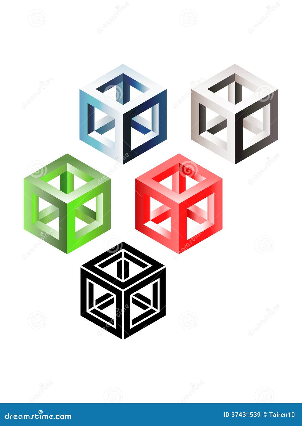 Insieme Dei Cubi Tridimensionali Illustrazione Vettoriale ...