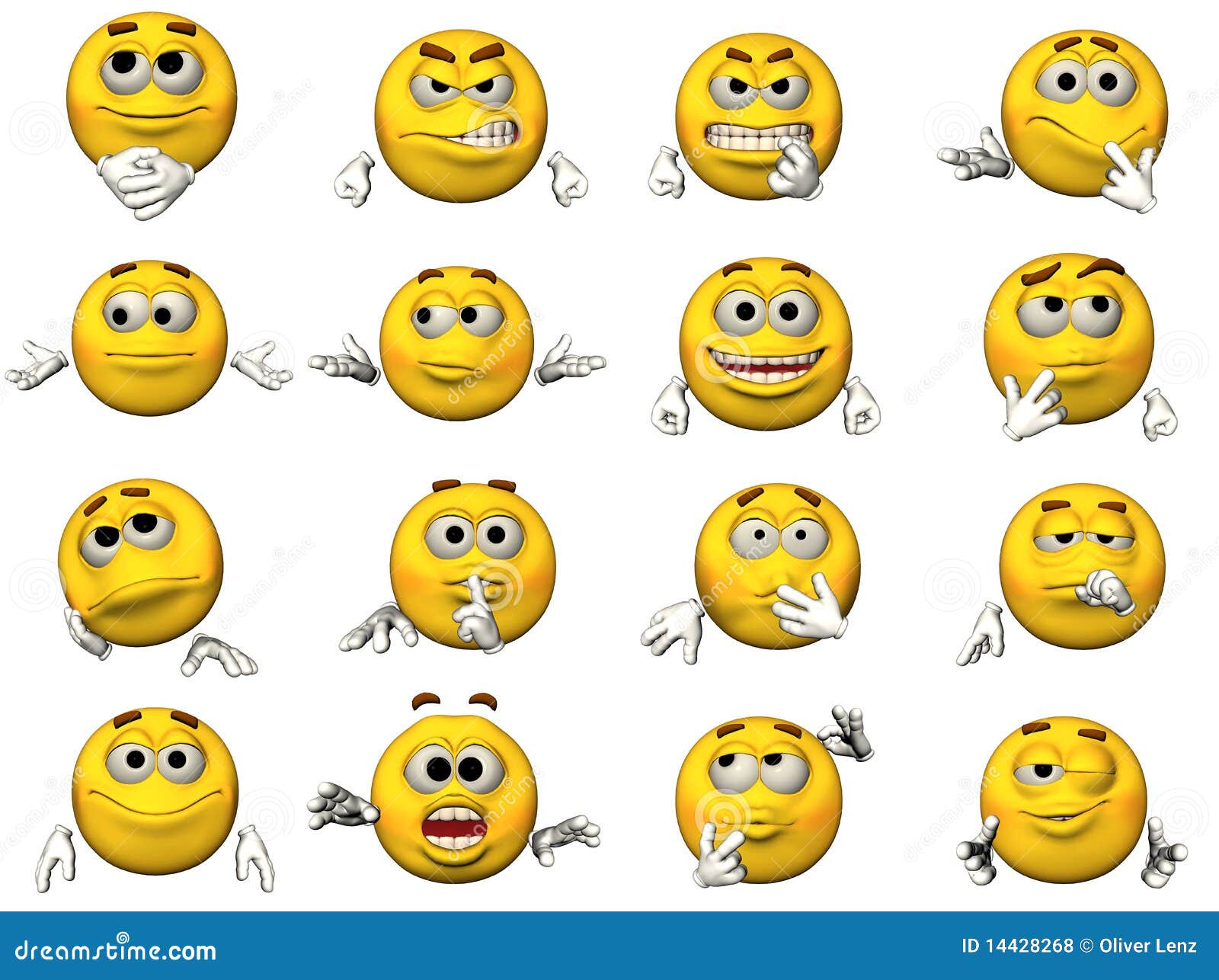 Insieme Dei Emoticons Di Smiley 3D Illustrazione di Stock ...