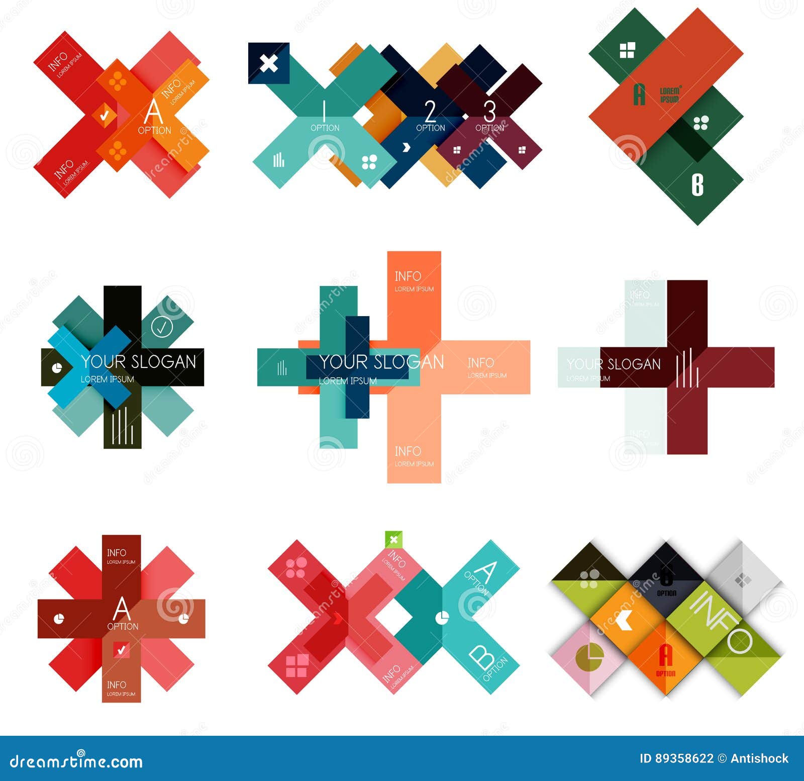 Insieme Dei Modelli Infographic Trasversali Illustrazione di Stock ...