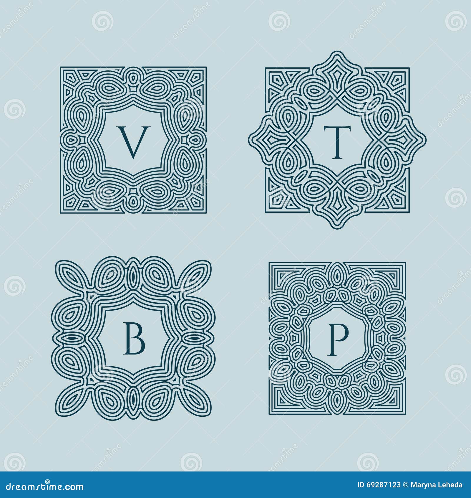 Insieme dei monogrammi illustrazione vettoriale. Illustrazione di ...