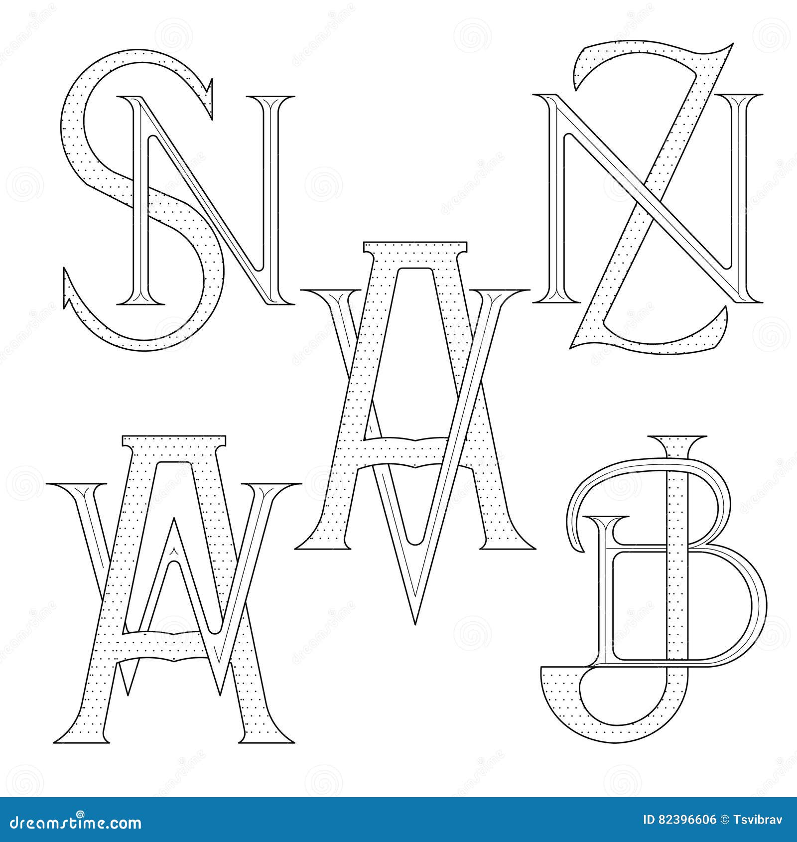 Insieme Dei Monogrammi Eleganti Con Due Lettere Illustrazione ...