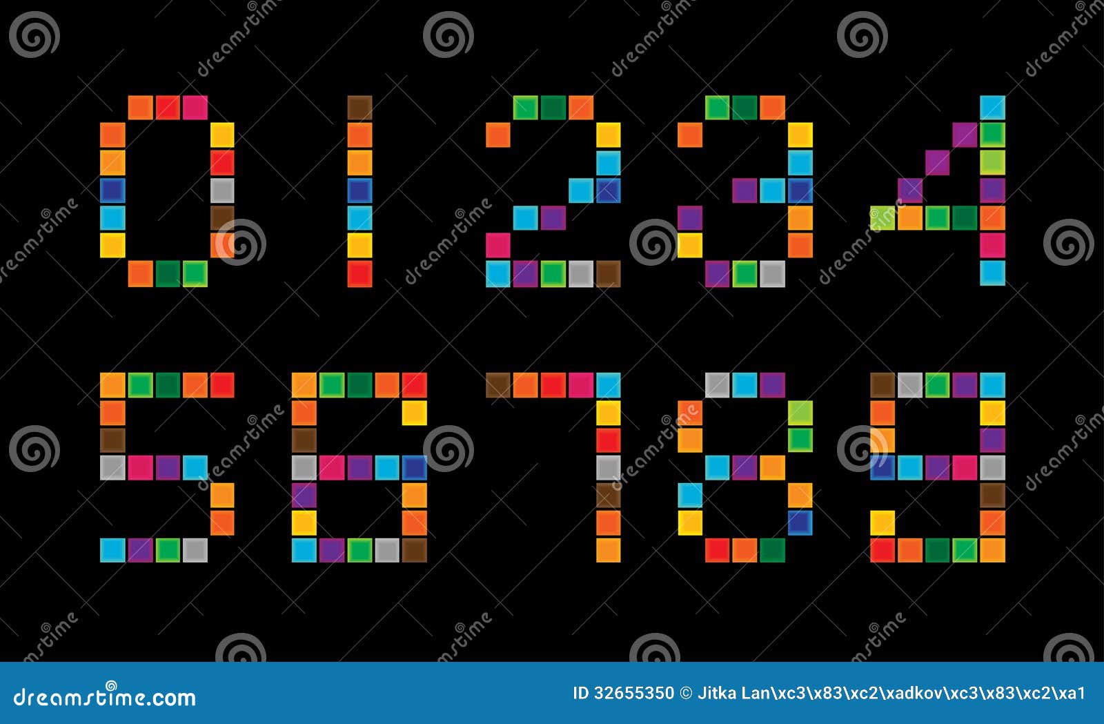 Insieme Dei Numeri Digitali Variopinti Illustrazione di Stock ...