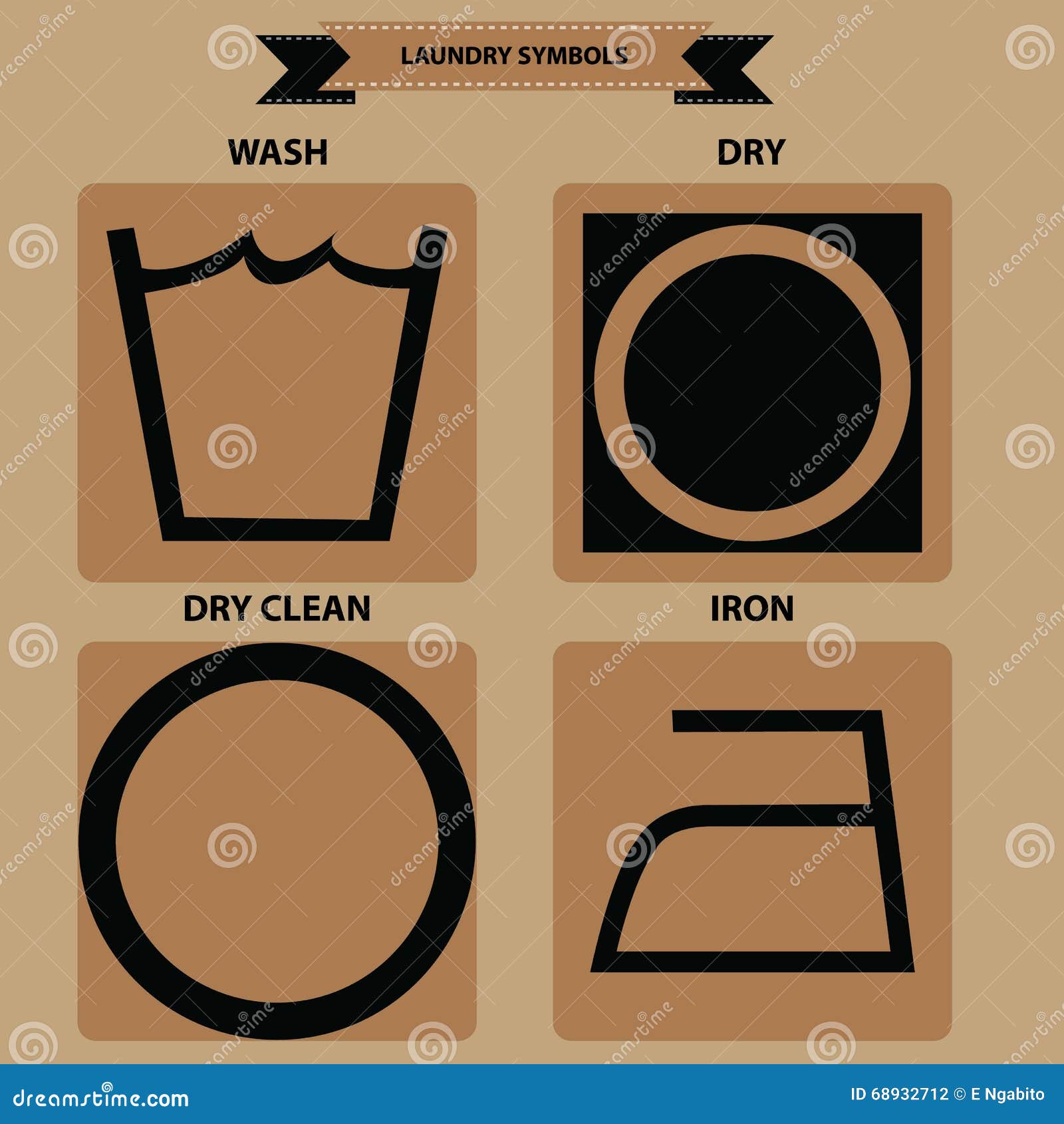 Insieme Dei Simboli Della Lavanderia Illustrazione Vettoriale ...