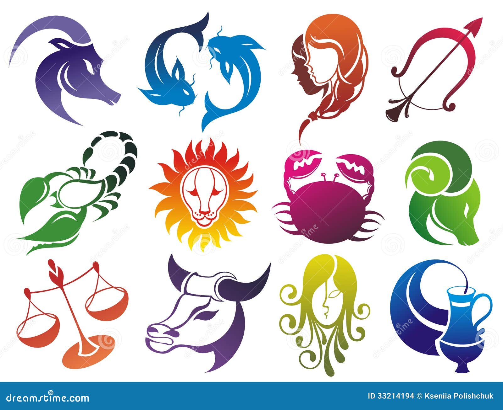 Insieme Dei Simboli Dello Zodiaco Illustrazione Vettoriale ...