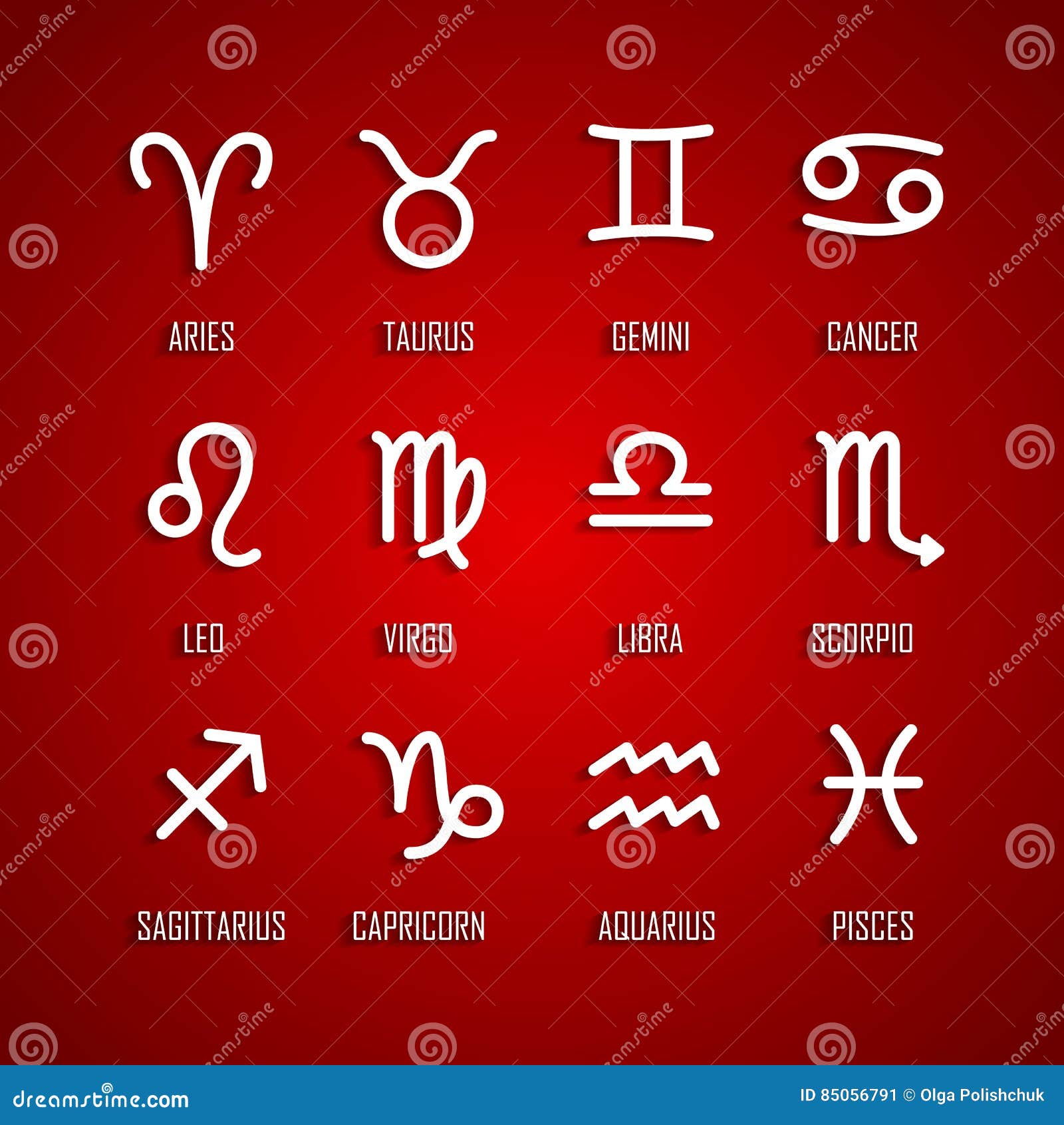 Insieme Dei Simboli Dello Zodiaco Illustrazione Vettoriale ...