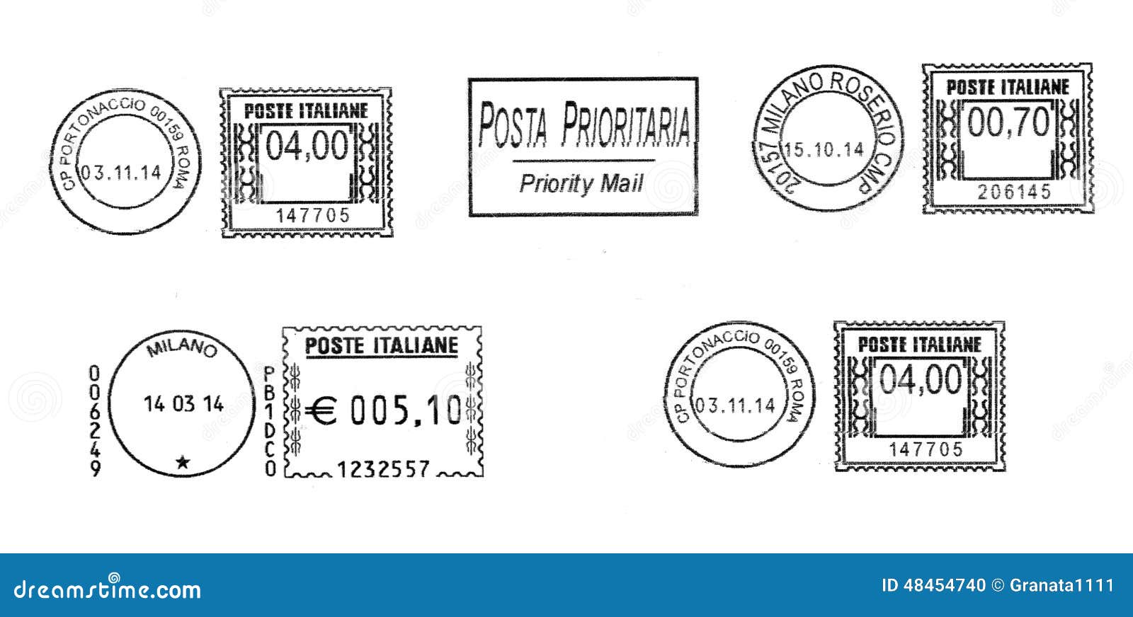 Insieme Dei Timbri Postali Italiani Scuri Illustrazione di Stock ...