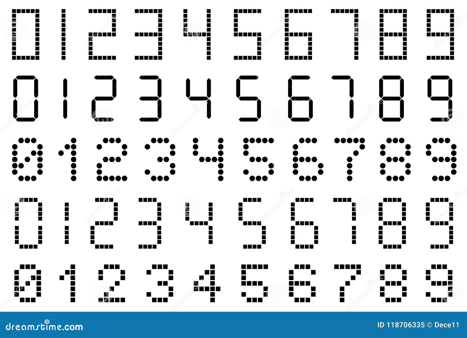 Insieme Dei Tipi Differenti Di Numeri Digitali Illustrazione Vettoriale ...