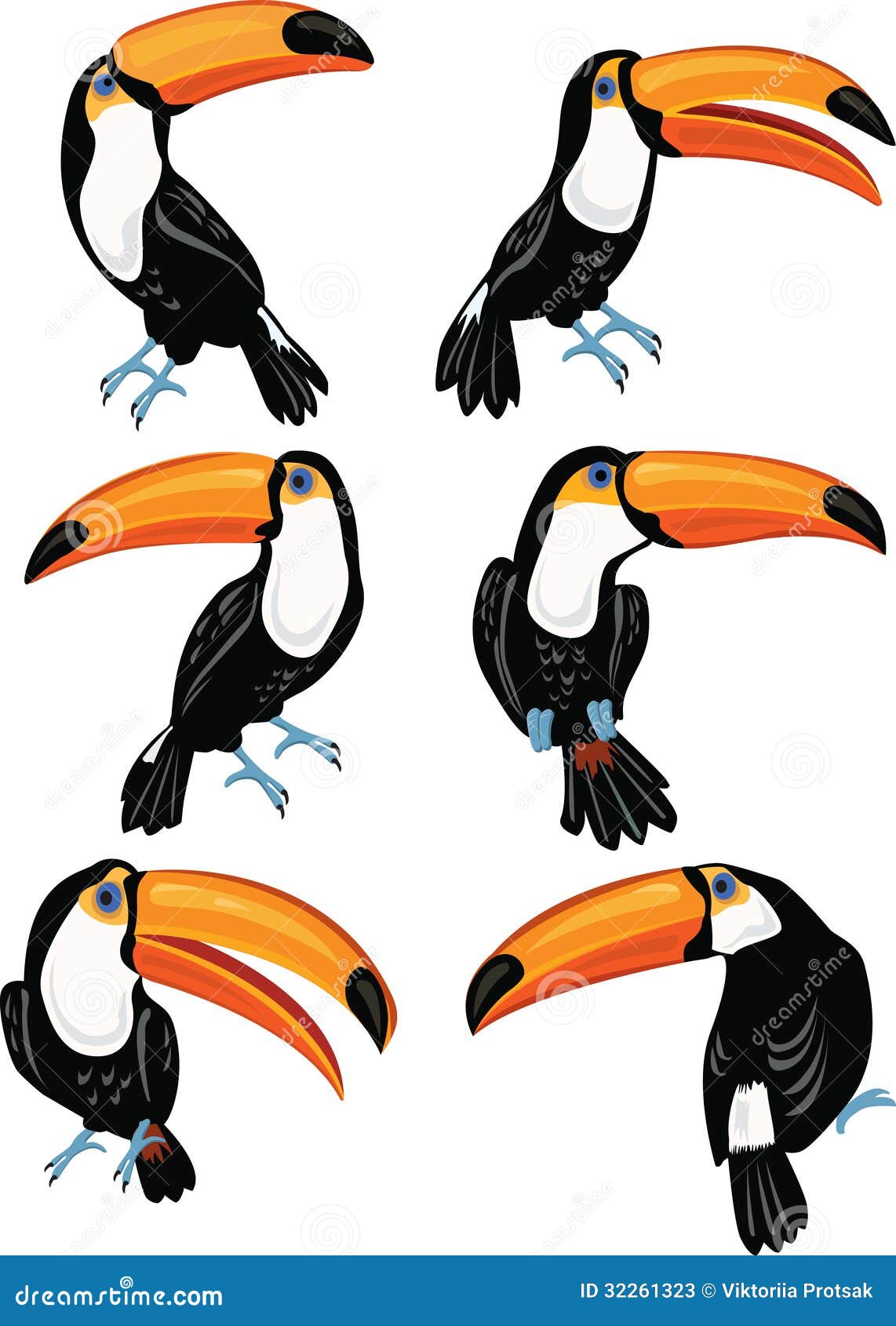 Insieme dei tucani illustrazione vettoriale. Illustrazione di nero ...