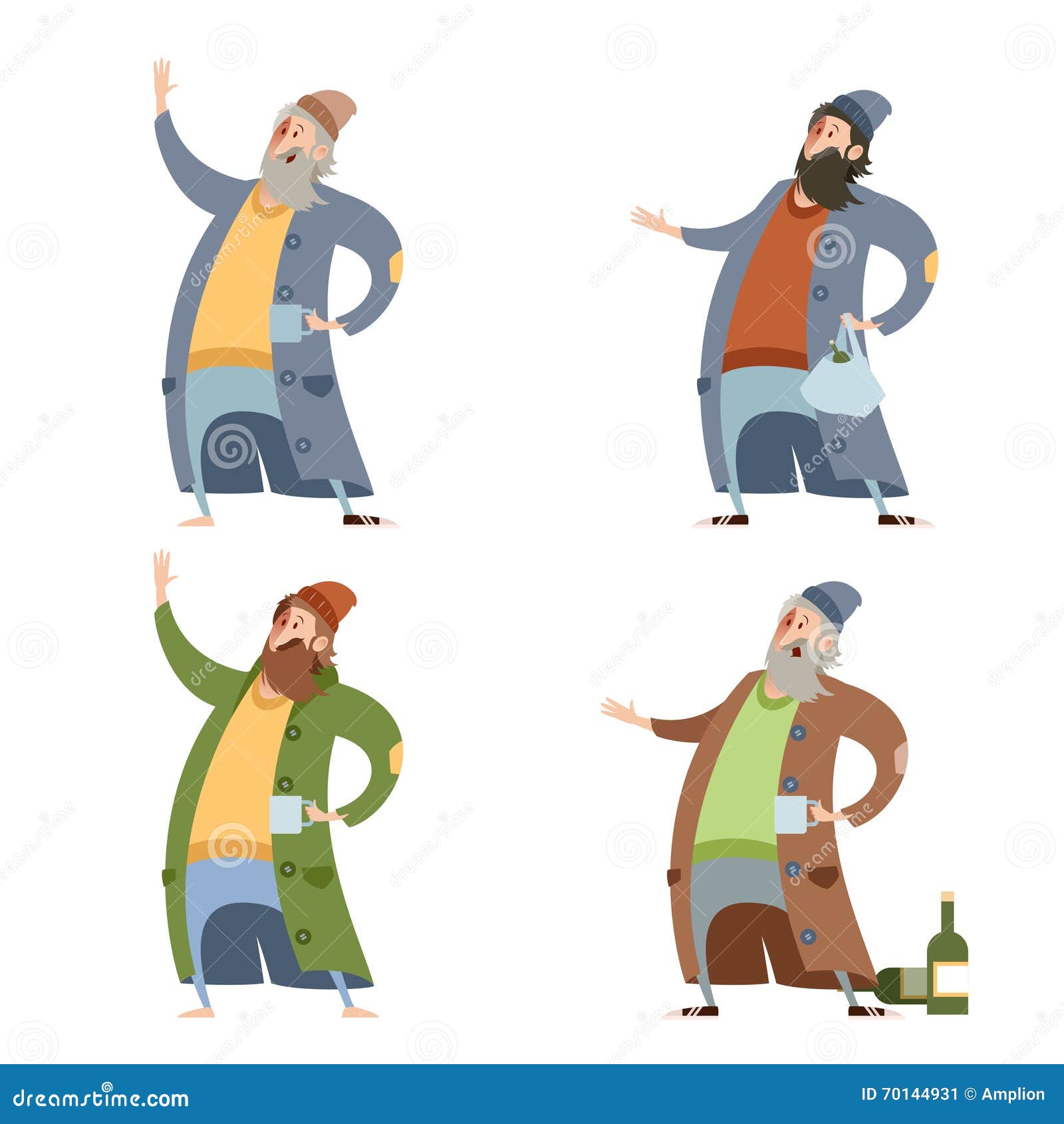 Insieme del barbone illustrazione vettoriale. Illustrazione di povero ...