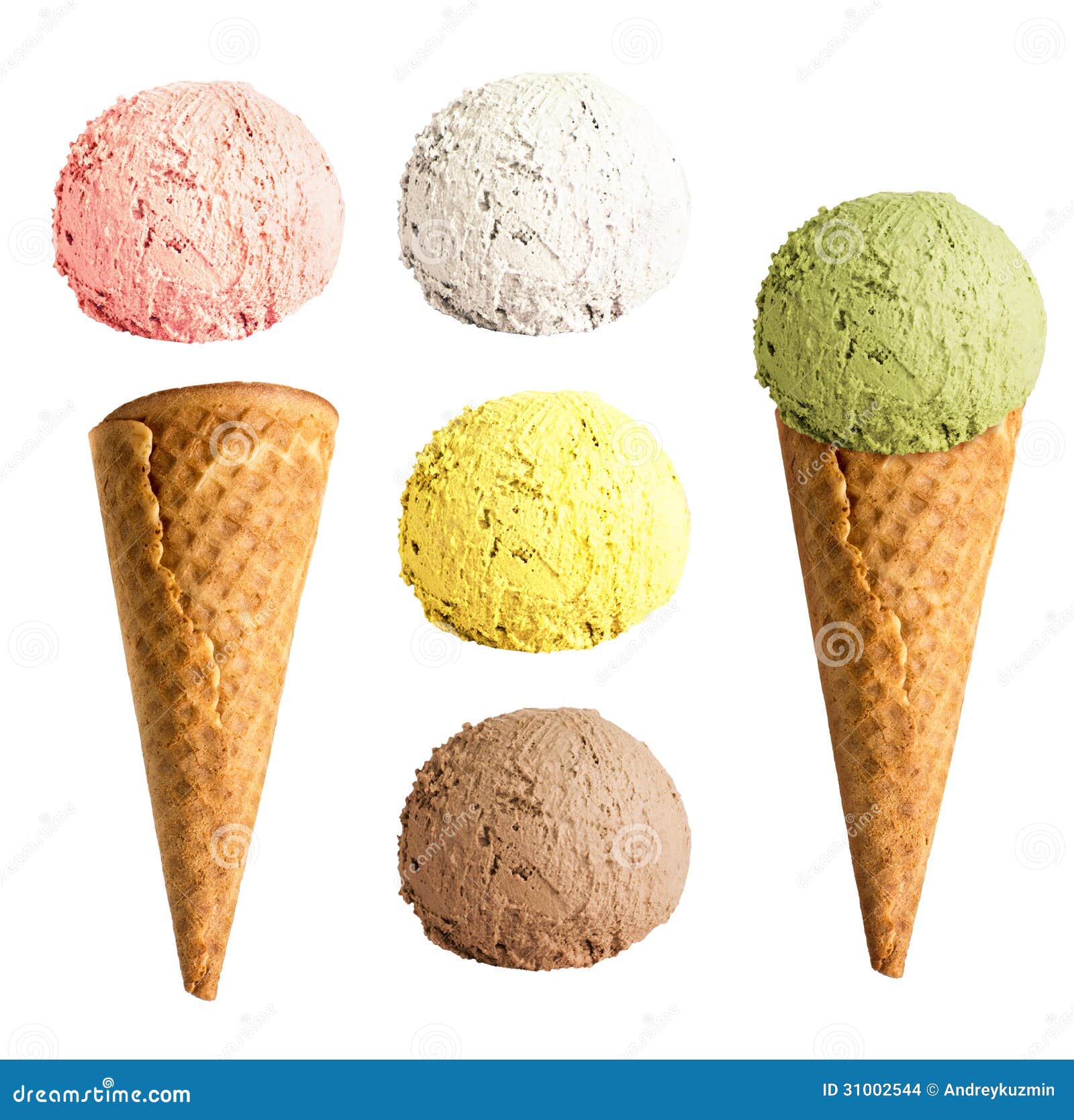 Insieme Del Cono Gelato Isolato Fotografia Stock - Immagine di dolce ...