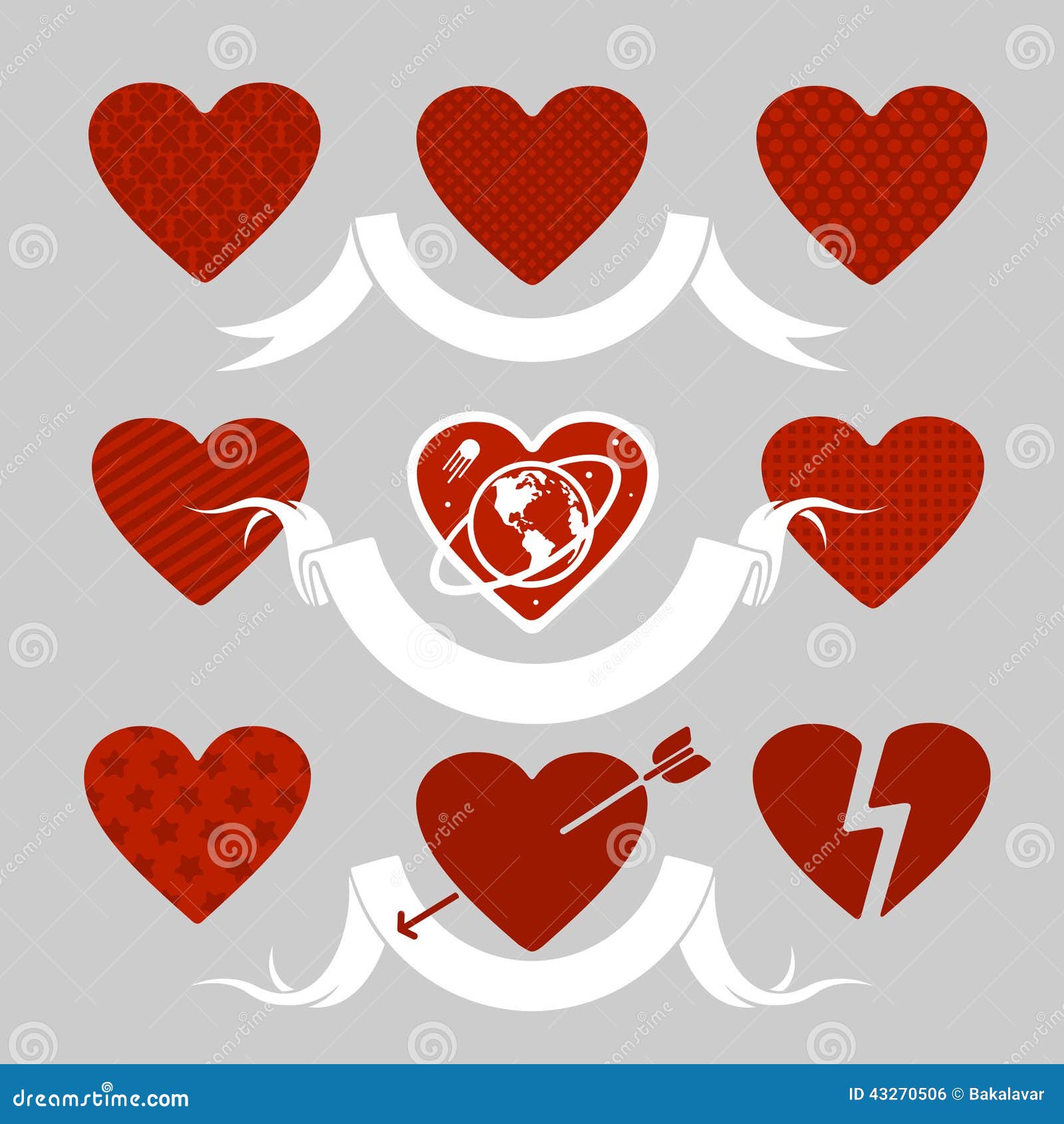 Insieme Del Cuore Di Simboli Illustrazione Vettoriale - Illustrazione ...