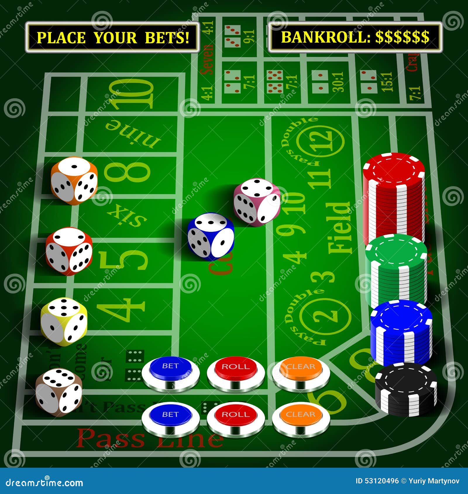 Insieme Del Gioco Dei Dadi Del Casinò Illustrazione Vettoriale ...