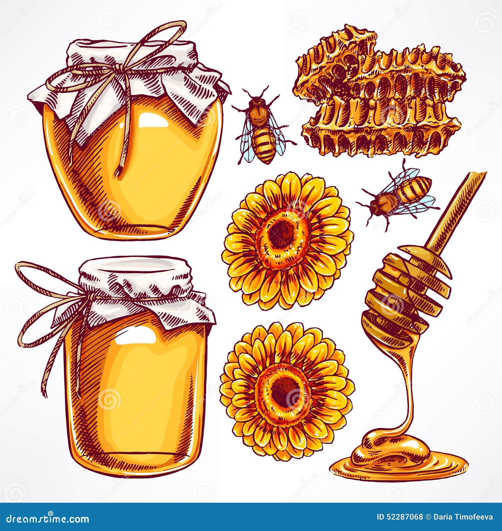 Insieme del miele illustrazione vettoriale. Illustrazione di dolce ...