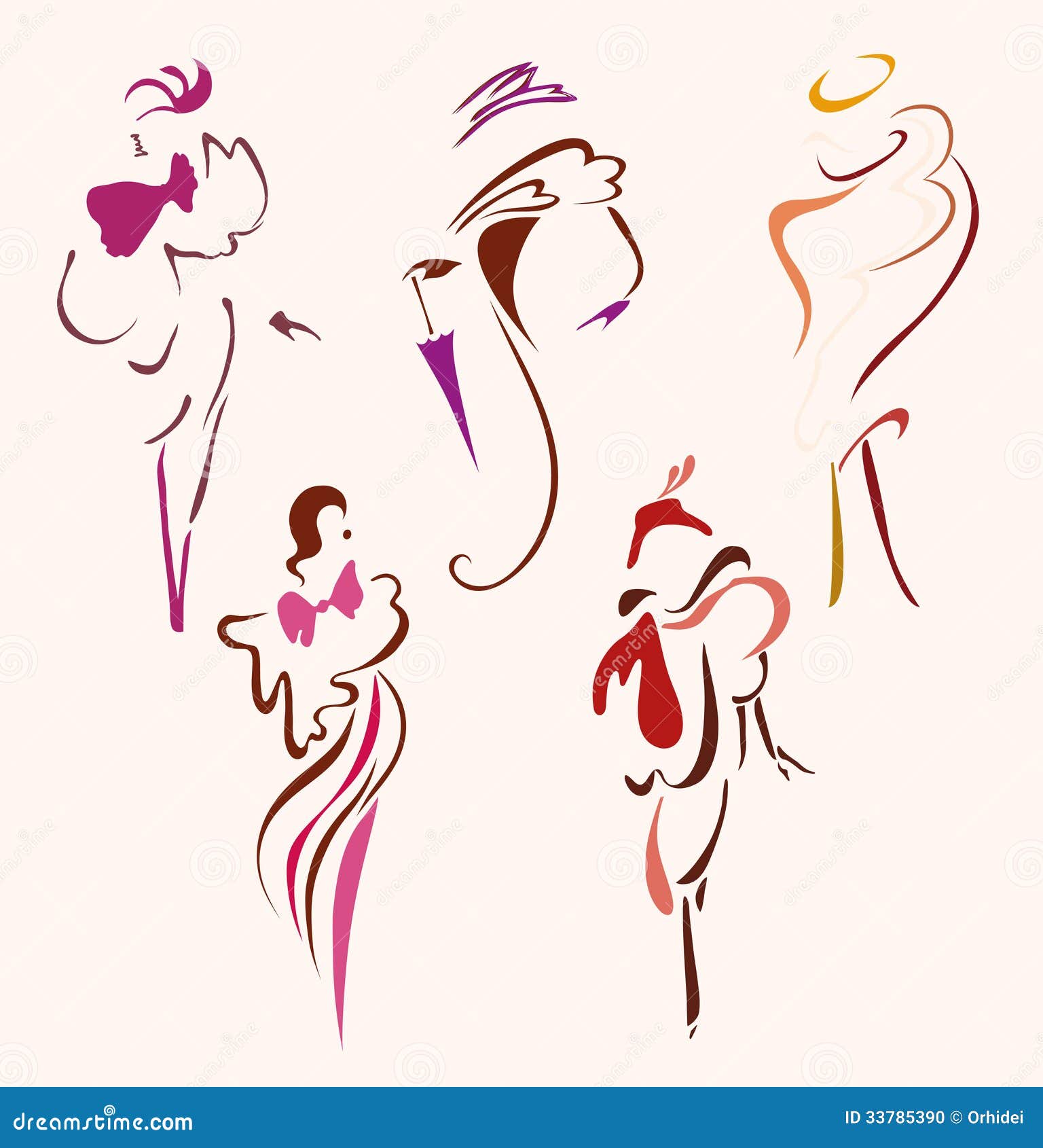 Insieme Del Modello Stilizzato Astratto Illustrazione Vettoriale ...