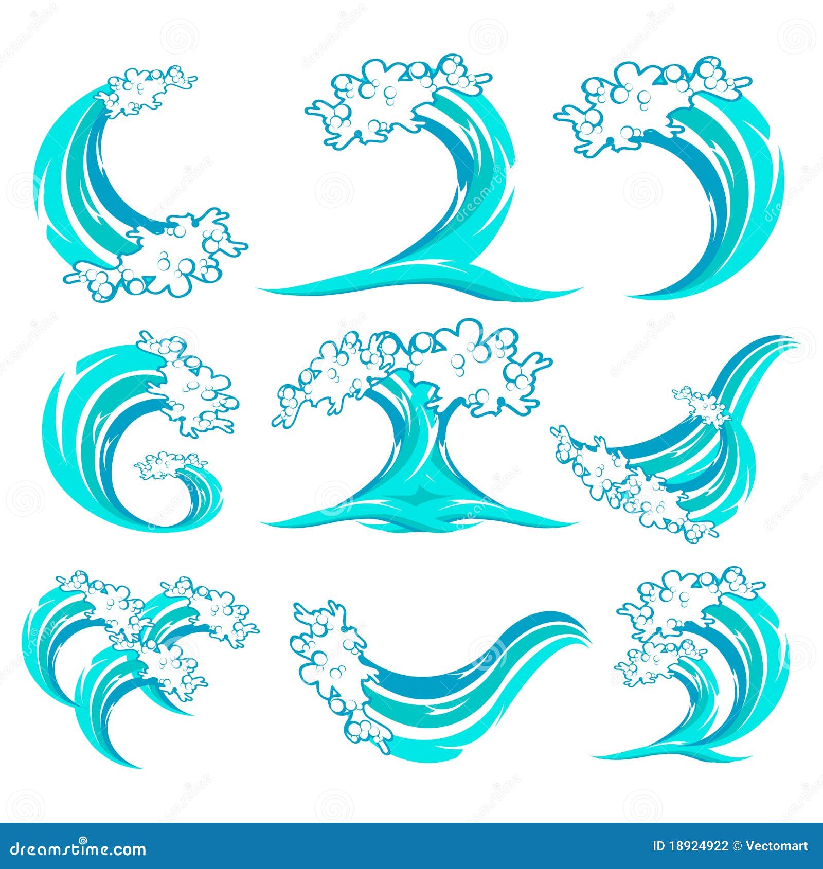 Insieme Del Simbolo Dell'onda Illustrazione Vettoriale - Illustrazione ...