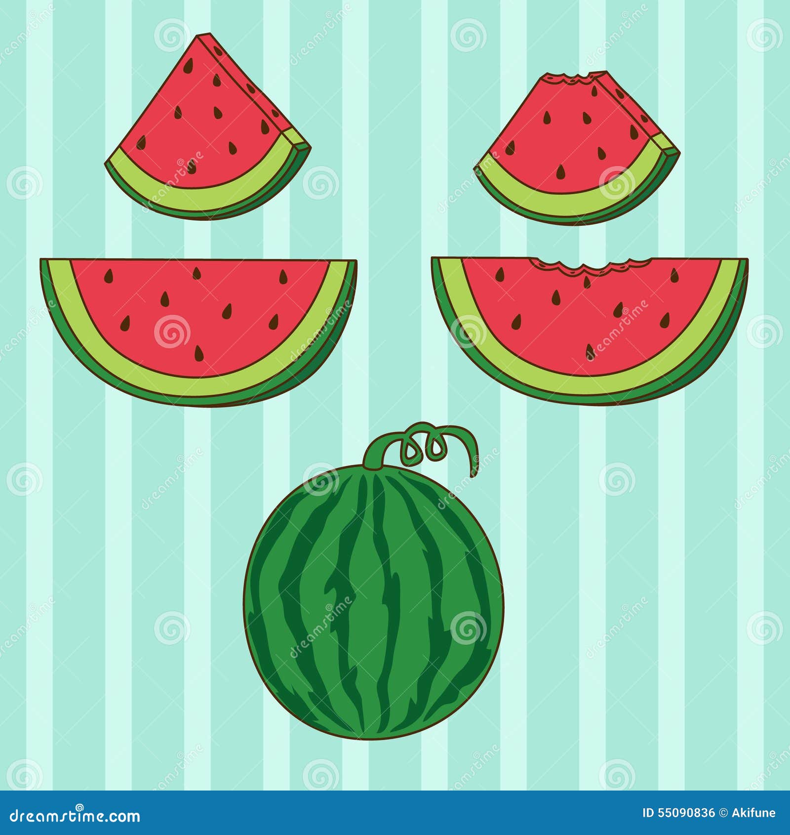 Insieme dell'anguria illustrazione vettoriale. Illustrazione di ...